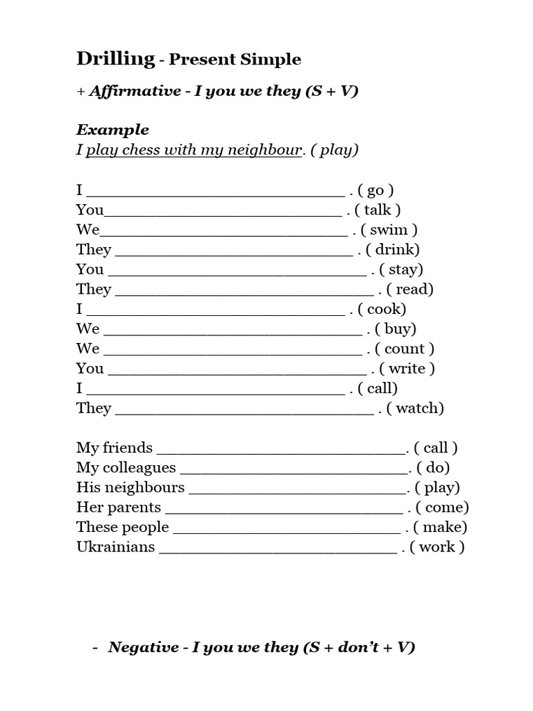 Drilling Present Simple | PDF