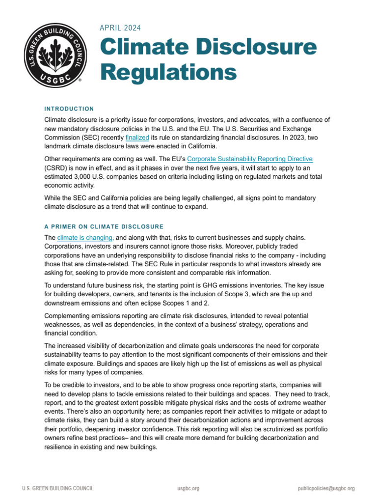Climate-Disclosure-Policy-Brief-2024 | Download Free PDF | Climate ...