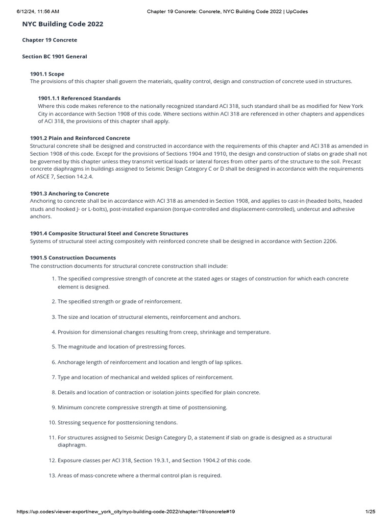 Chapter 19 Concrete - Concrete, NYC Building Code 2022 - UpCodes | PDF ...