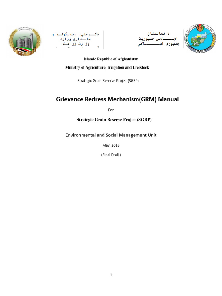 GRM Manual (Final) | Download Free PDF | Agriculture | Policy