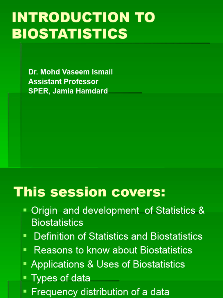 0 Ppt1 Introduction To Biostatistics123 | PDF | Level Of Measurement | Statistics