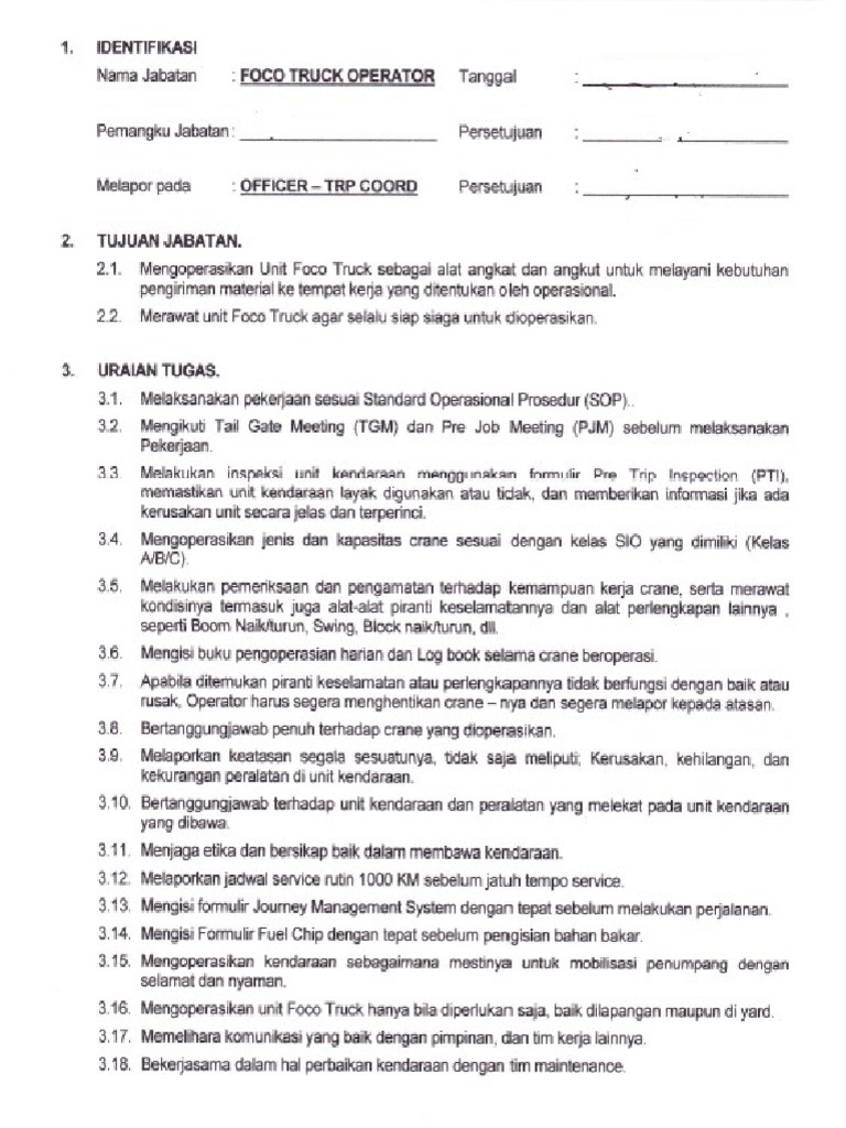 Job Desk Oprt Foco | PDF