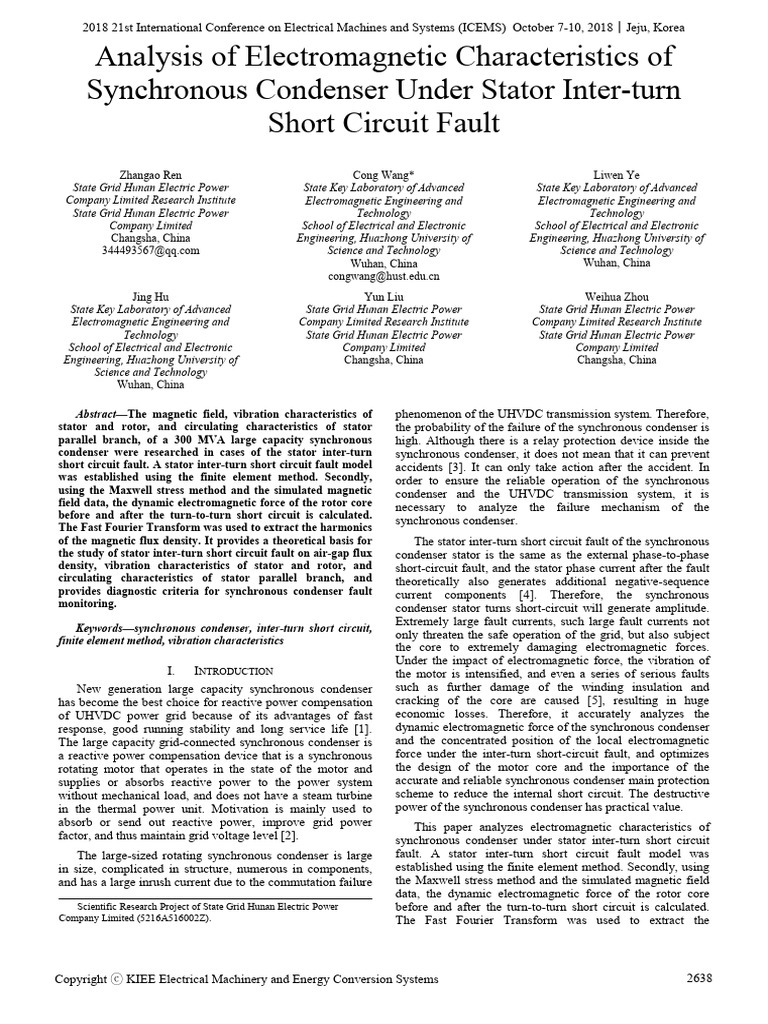 Analysis of Electromagnetic Characteristics of Synchronous Condenser ...