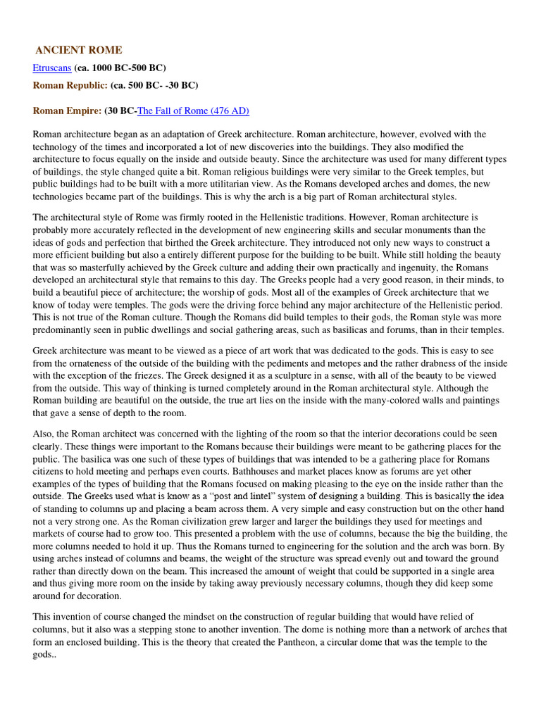 Roman Architecture Pdf Ancient Rome Architectural Design