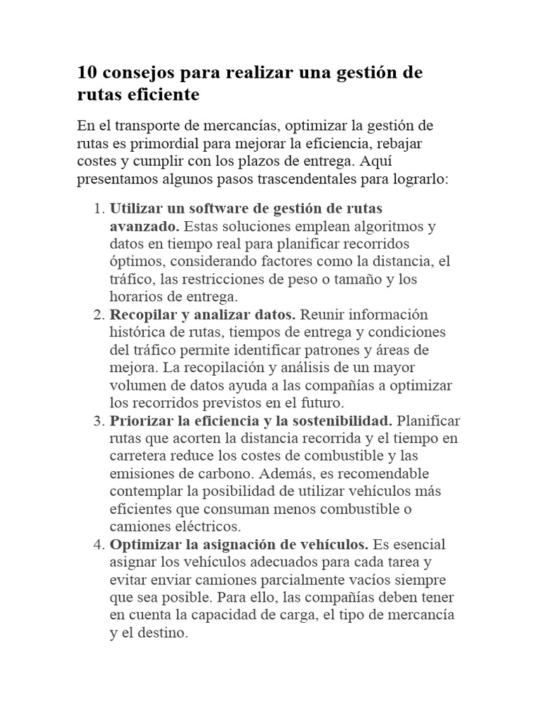 10 Consejos para Realizar Una Gestión de Rutas Eficiente | Descargar ...