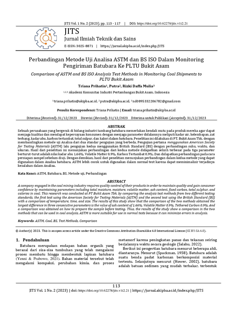 Perbandingan Metode Uji Analisa ASTM Dan BS ISO Da | PDF