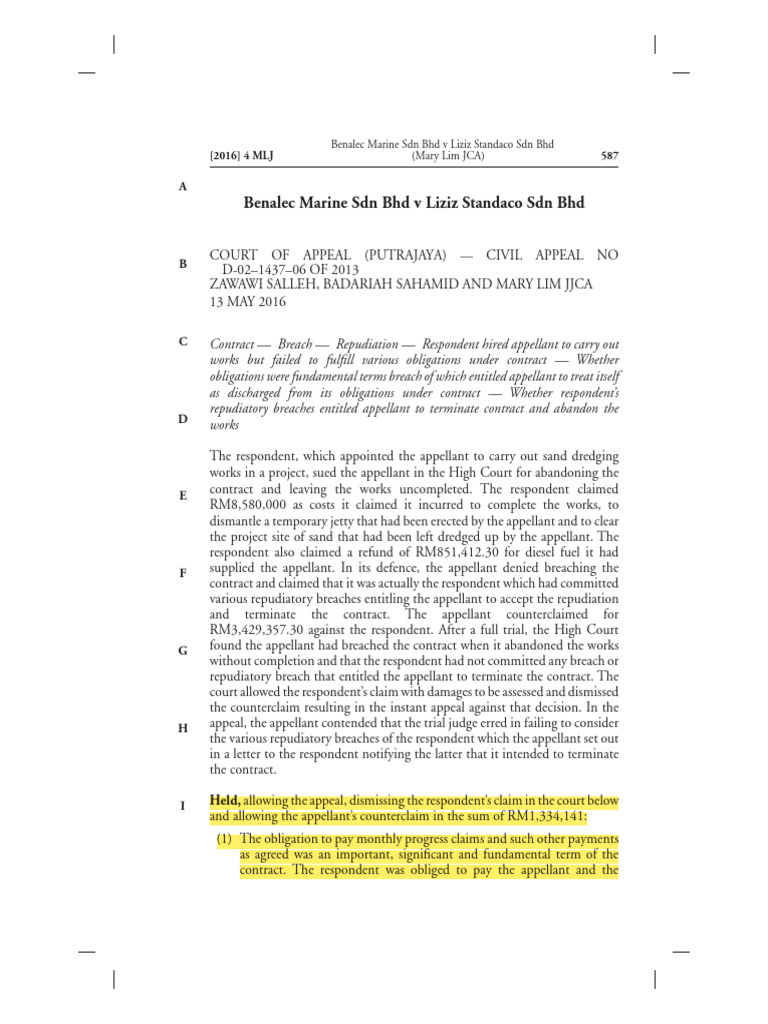 Appeal in Benalec v Liziz Standaco Case | PDF | Breach Of Contract | Appeal