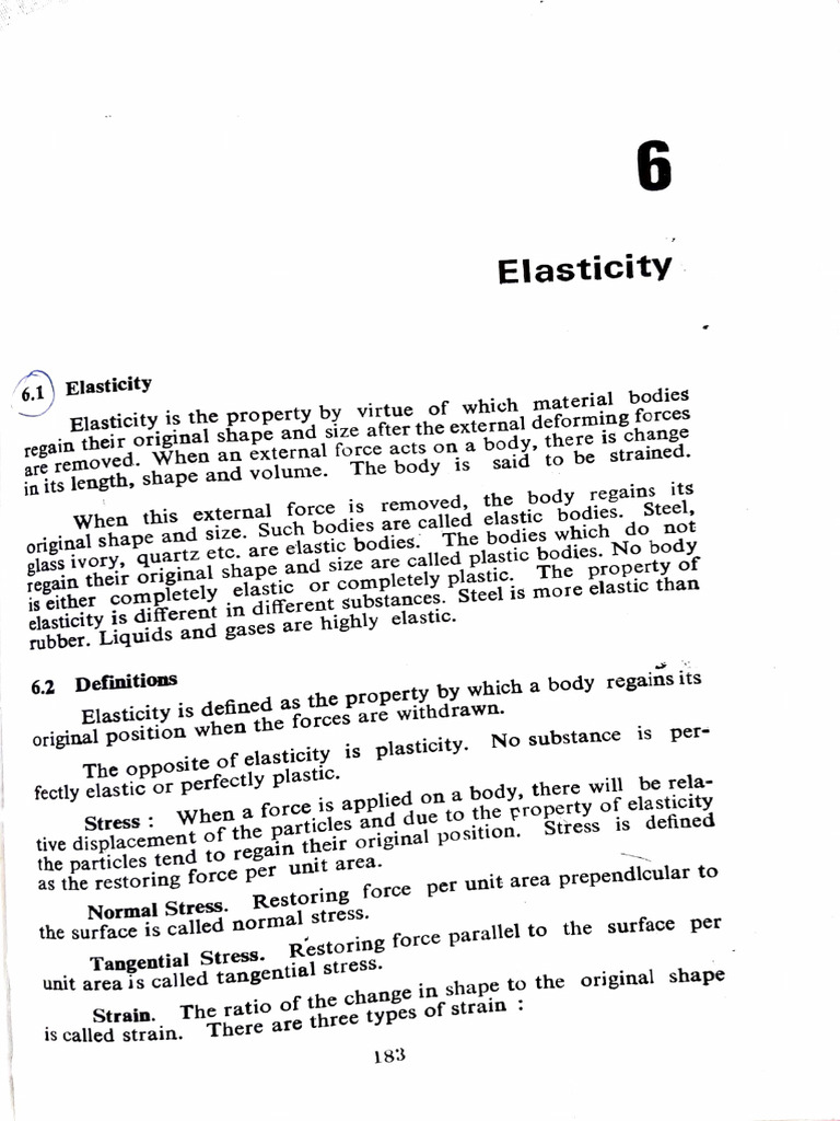Elasticity 1 | PDF | Elasticity (Physics) | Stress (Mechanics)