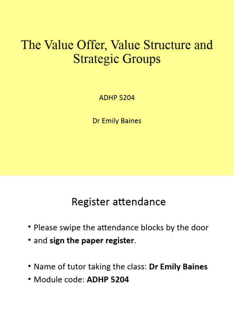 ADHP 5204 The Value Offer, Value Structure and Strategic Groups | PDF ...