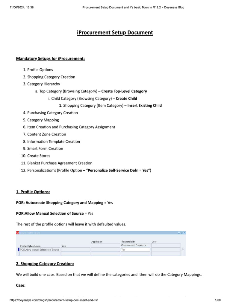 IProcurement Setups & Basic Flow 12.2 | PDF