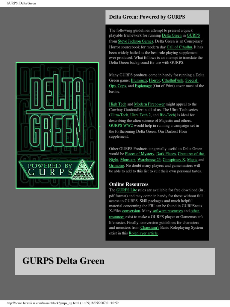 Gurps 3E Delta Green (Ocr) | PDF | Cthulhu Mythos