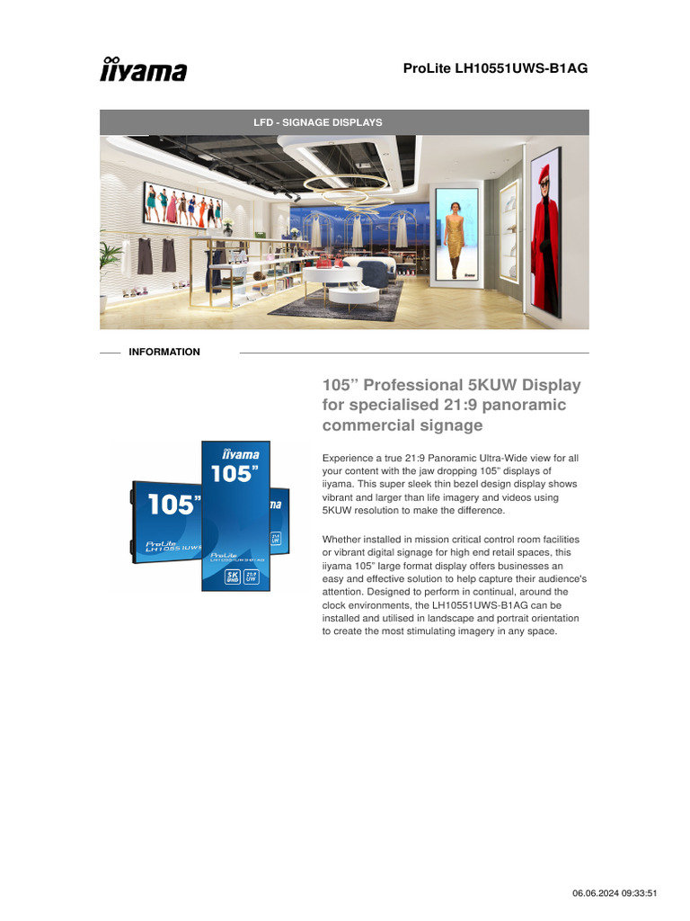 ProLite LH10551UWS-B1AG-en | PDF | Video | Display Resolution