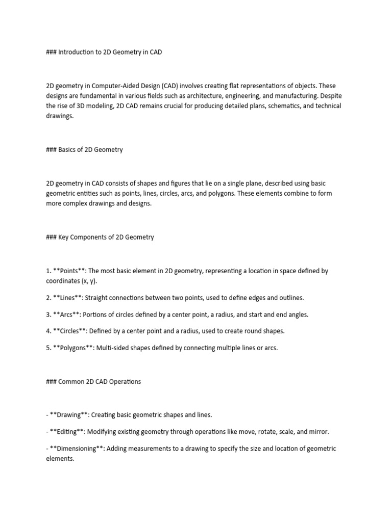 Introduction To 2D Geometry in CAD | Download Free PDF | 2 D Computer Graphics | Computer Aided ...