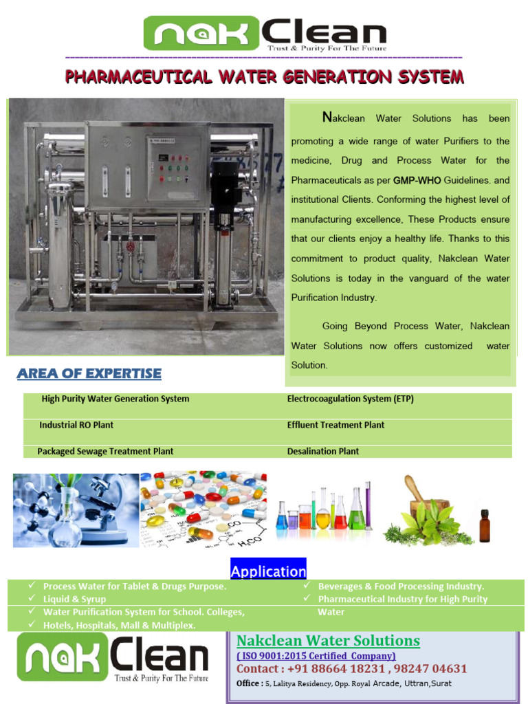 High Purity Water Generation System-Pharmaceuticals | PDF | Water ...