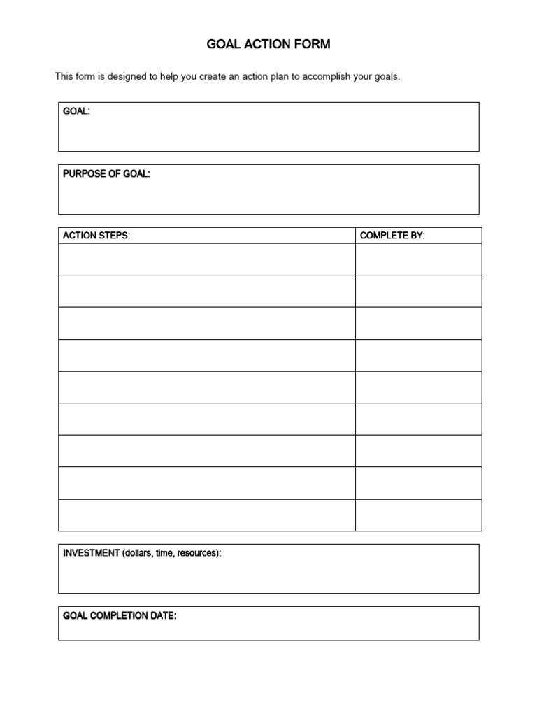Goal Action Form in PDF | PDF