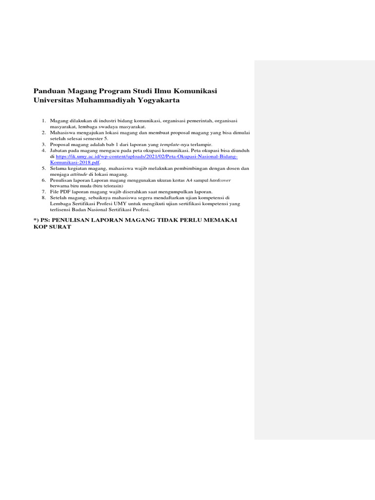 Laporan Magang Ilmu Komunikasi UMY | PDF