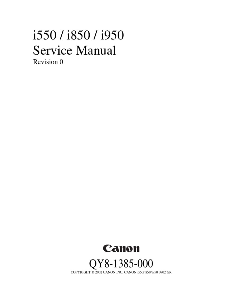 Canon I550, I850, I950 Service Manual | PDF | Printer (Computing ...