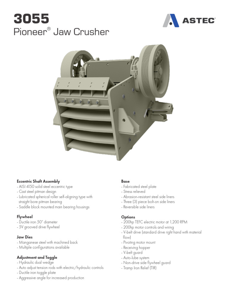Pioneer Jaw Crusher 3055 Spec Sheet English | PDF | Belt (Mechanical ...