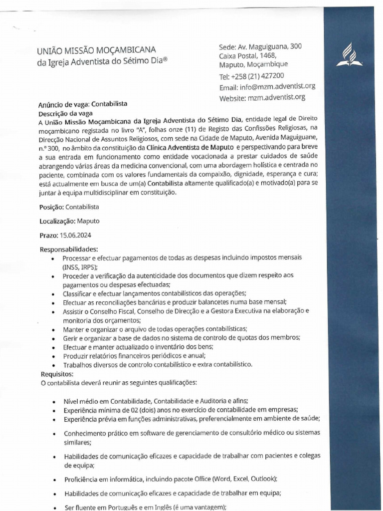 Vaga de Contabilista | PDF