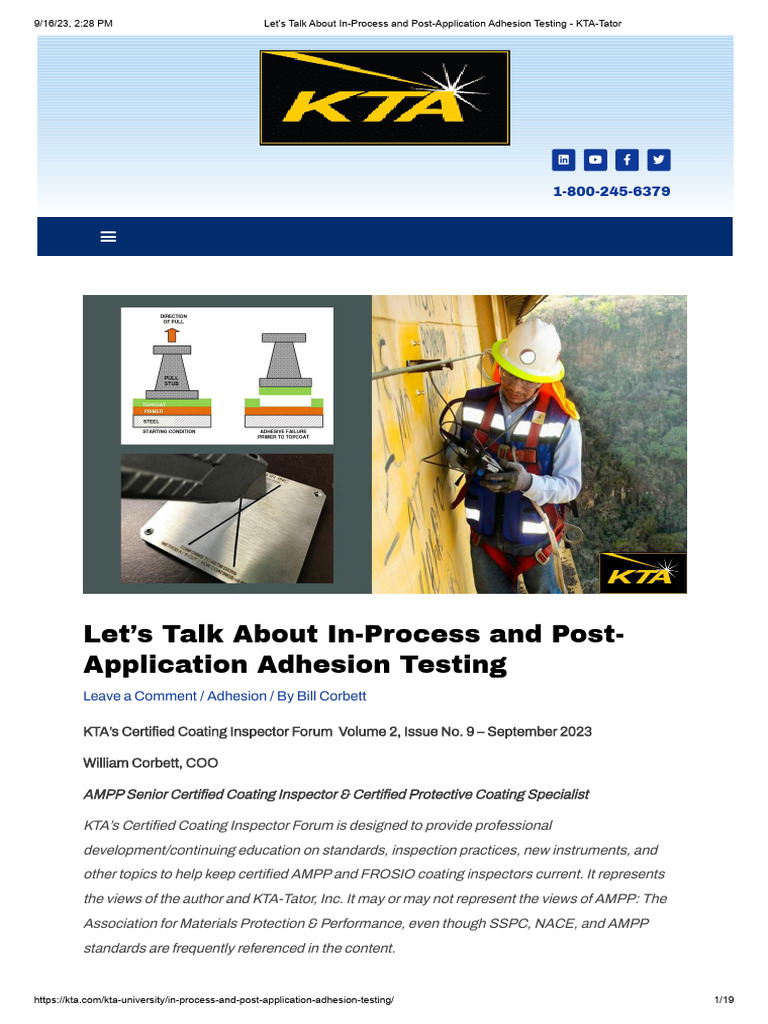 Article - Adhesion Testing - KTA-Tator-min | PDF | Adhesive | Adhesion
