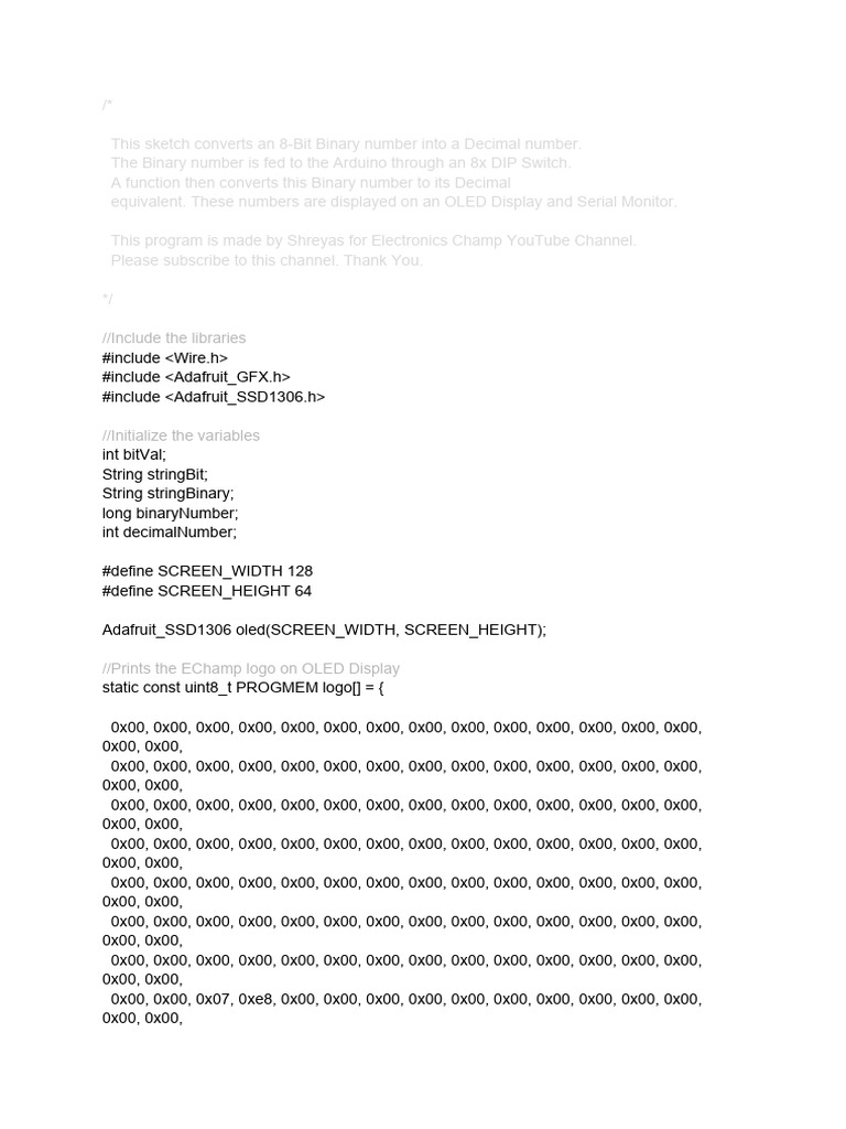 Binary To Decimal Convertor With OLED | PDF