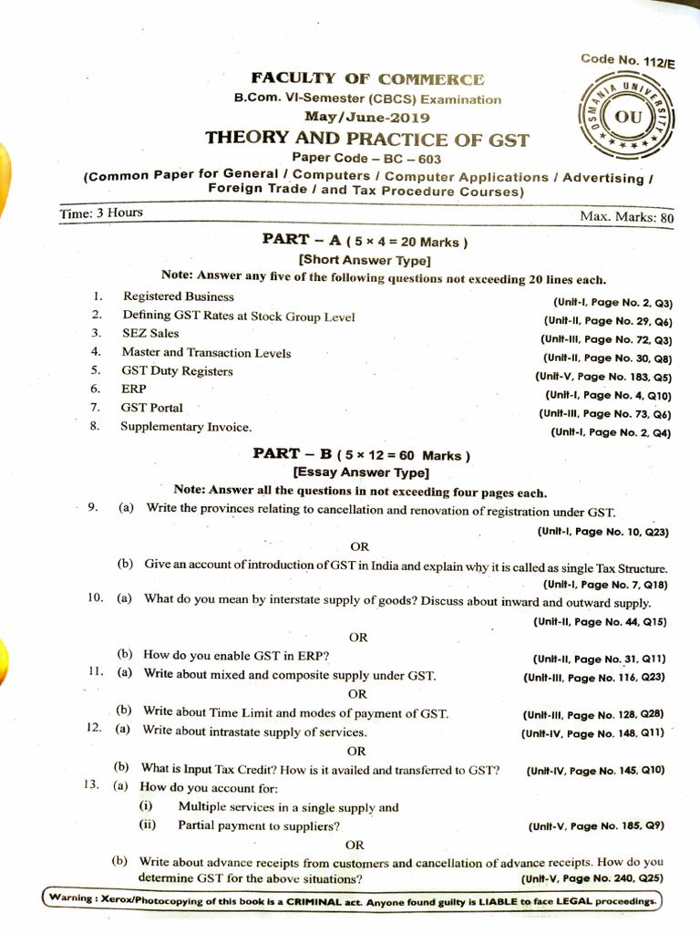 Previous Year Question Paper 2024 GST | PDF | Economies | Business