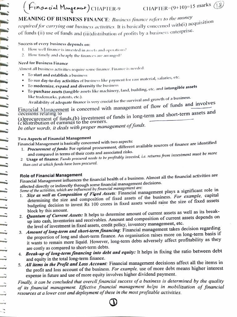 Financial Management Full Chapter Notes | PDF