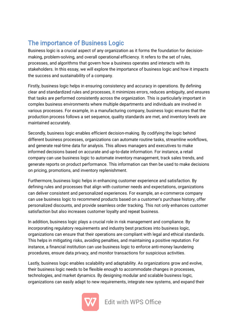 The Importance of Business Logic | PDF | Automation | Regulatory Compliance