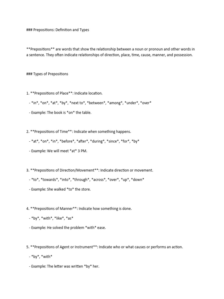 Prepositions_ kinds and types | Download Free PDF | Preposition And Postposition | English Grammar