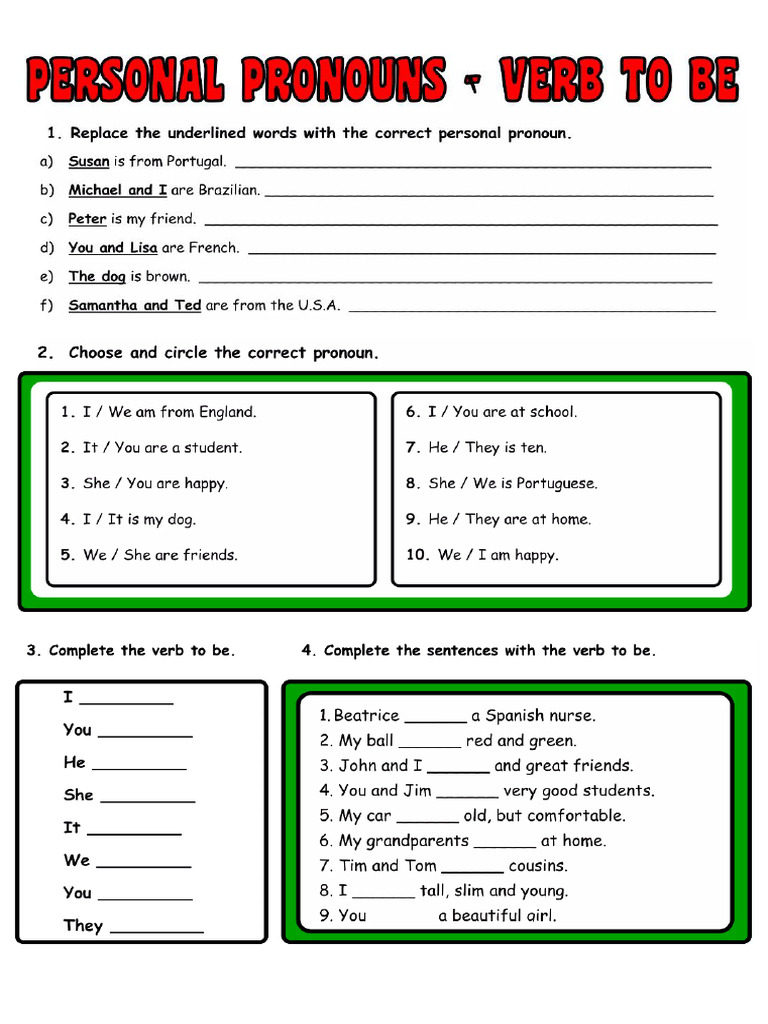 Pronouns and Verb To Be Practic | PDF