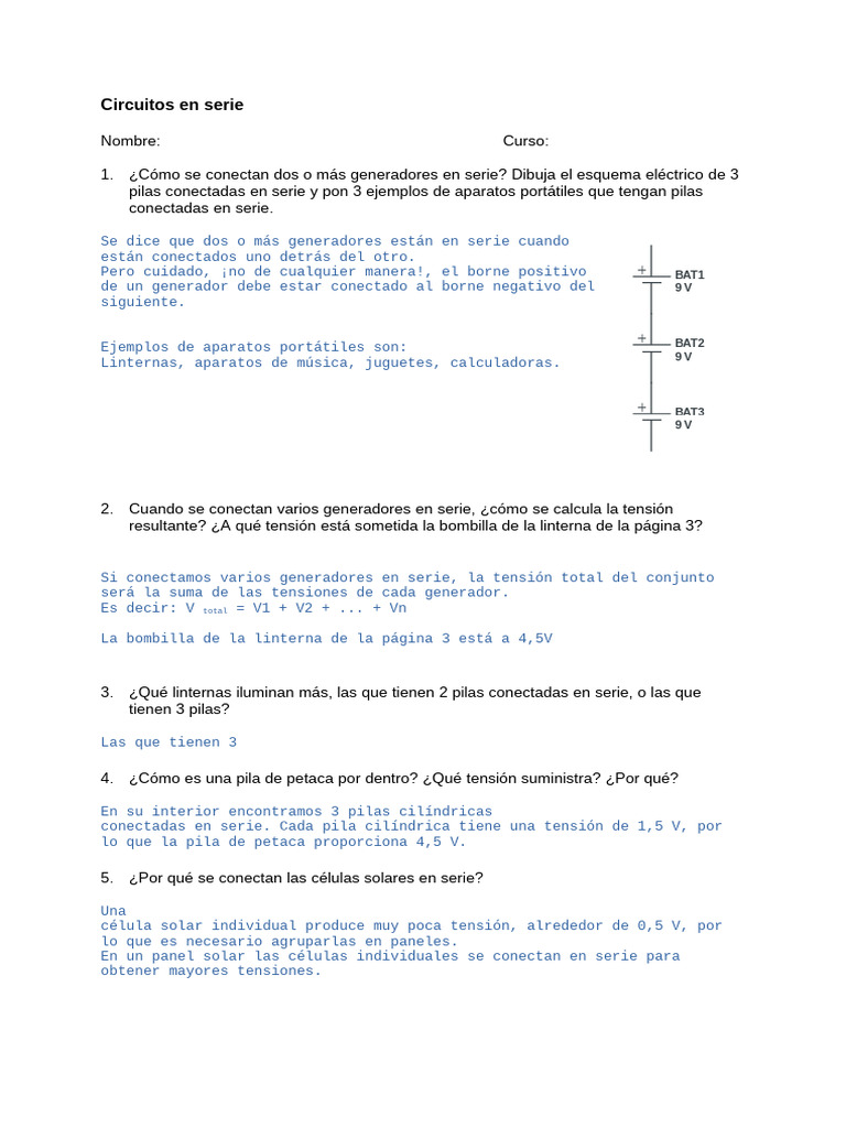 El201(Soluciones q1-Circuito Serie) | PDF | Generador eléctrico | Red ...