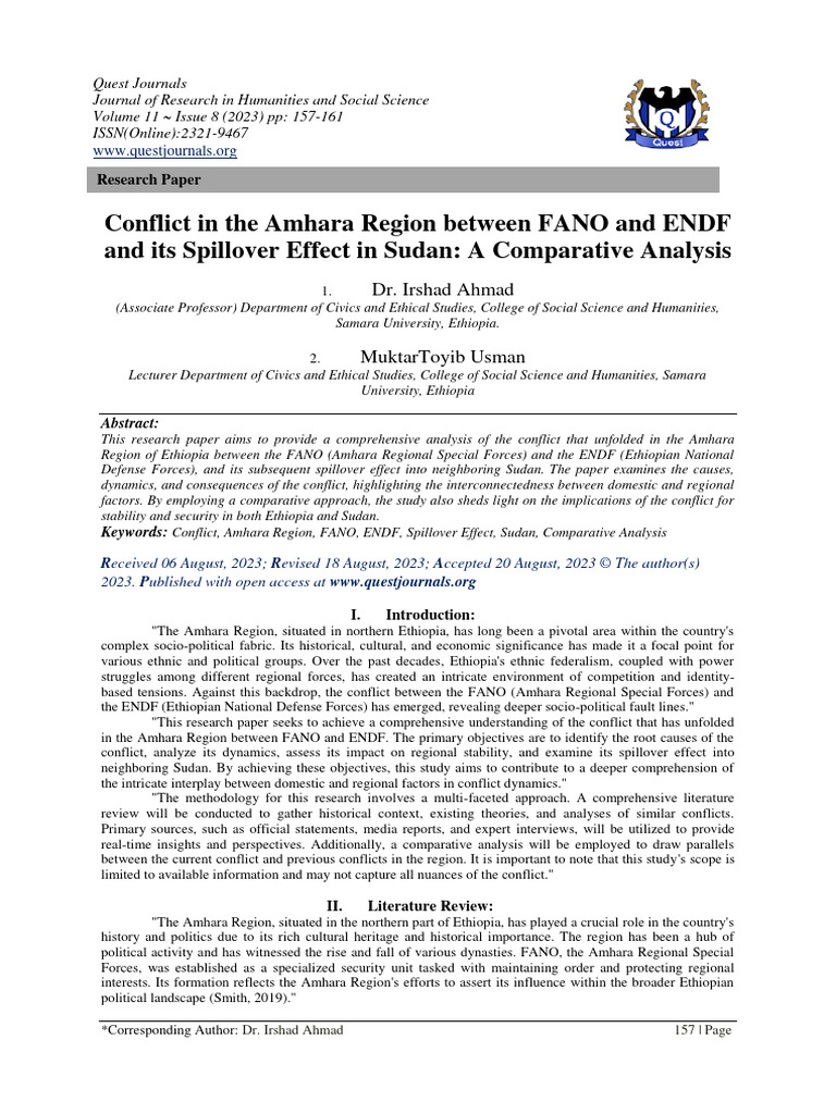 Conflict in The Amhara Region Between FANO and ENDF | PDF | Refugee ...
