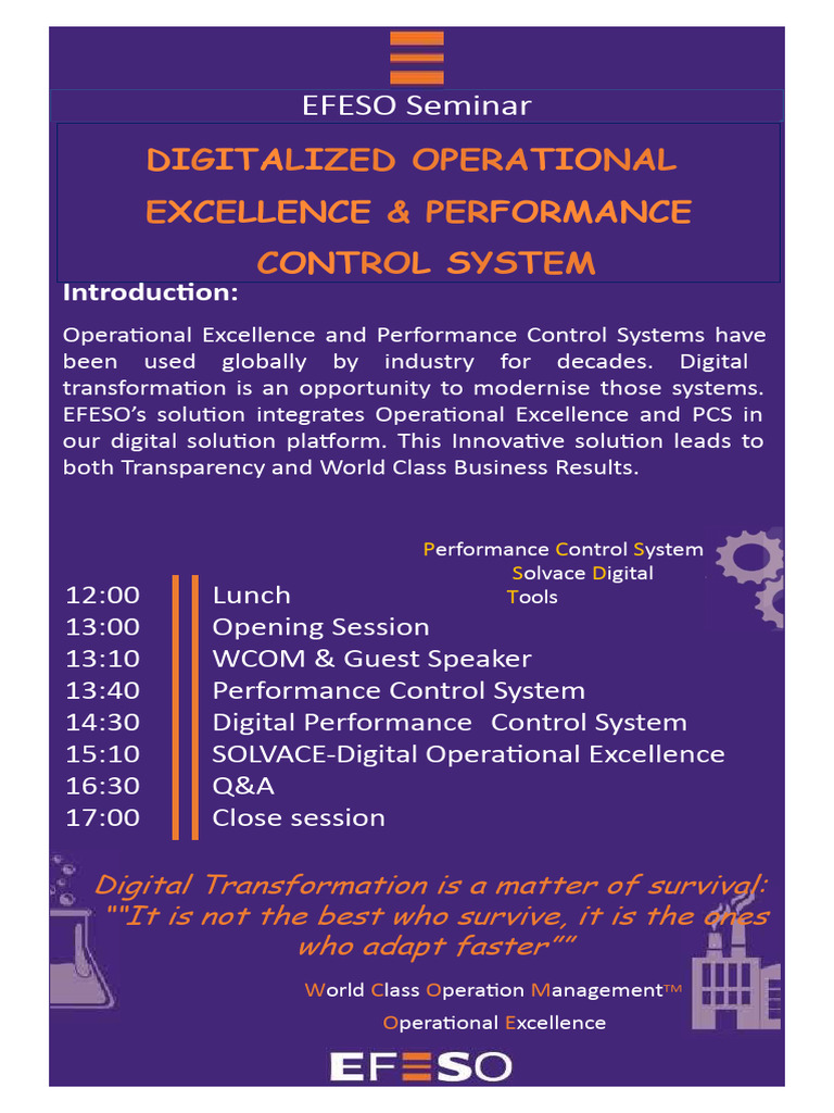EFESO Seminar Digitalized Operational Excellence & Performance Control ...