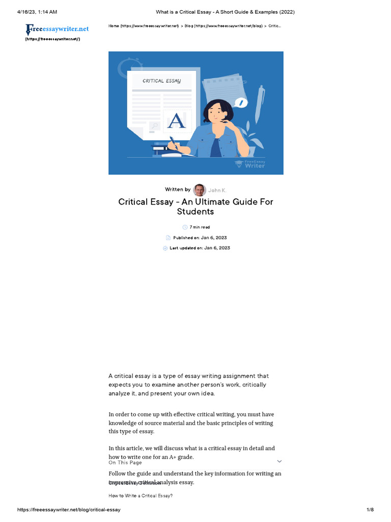 What Is A Critical Essay - A Short Guide & Examples (2022) | PDF ... What Is A Critical Essay - A Short Guide & Examples (2022) | PDF ...