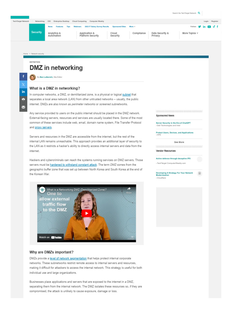 WWW Techtarget Com Searchsecurity Definition DMZ | PDF | Computer Network | Firewall (Computing)