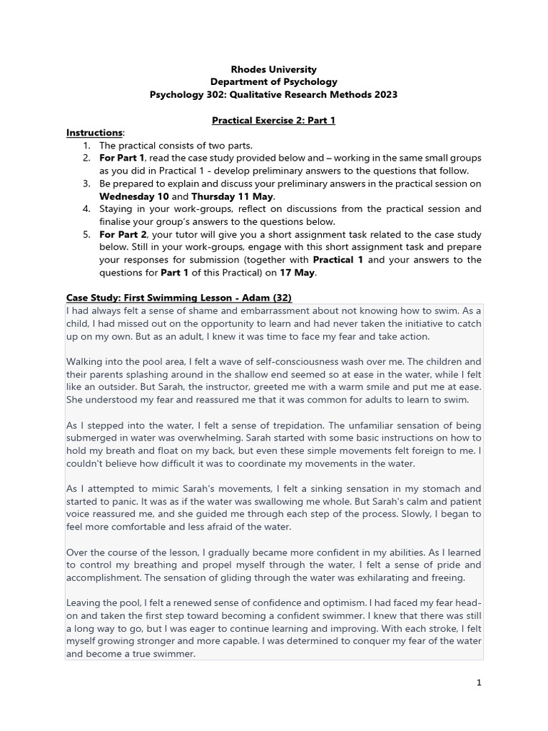 Practical 2 - Part 1 (10 and 11 May) | PDF | Psychological Concepts ...