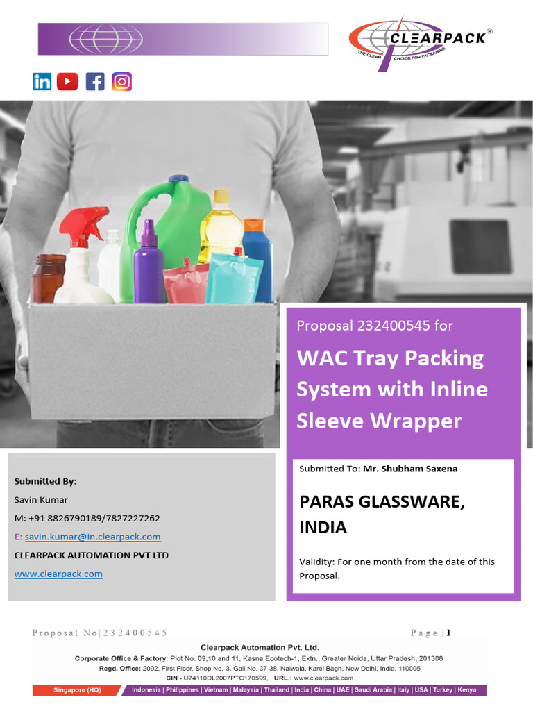 Paras Glassware - Wrap Around Tray Packing System | PDF | Switch