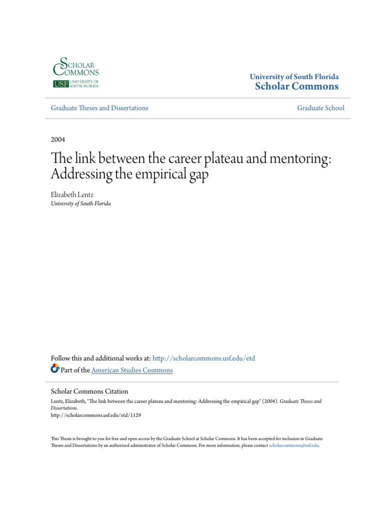 The Link Between The Career Plateau and Mentoring - Addressing The Empirical Gap | Download Free ...