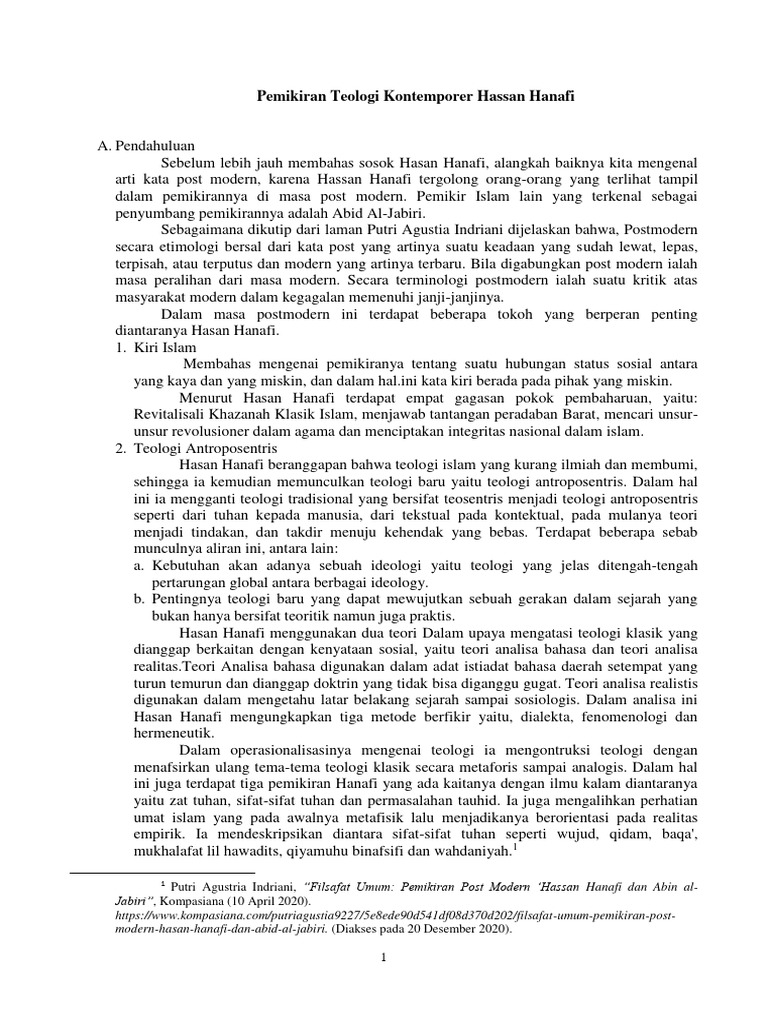 P. 13 Pemikiran Teologi Hassan Hanafi | PDF