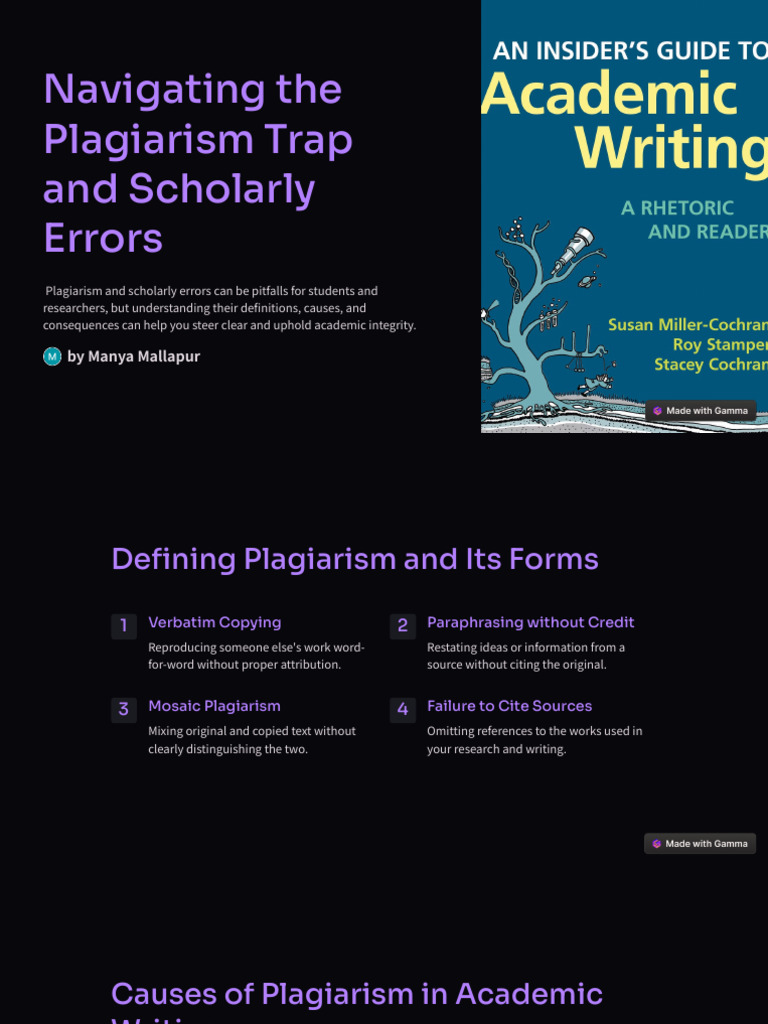 Navigating The Plagiarism Trap and Scholarly Errors | PDF | Plagiarism | Citation