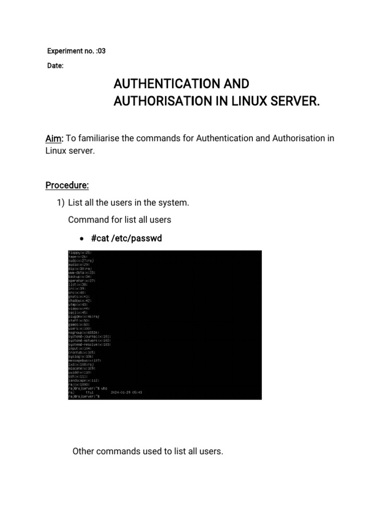 Expt 3 | PDF | User (Computing) | Login