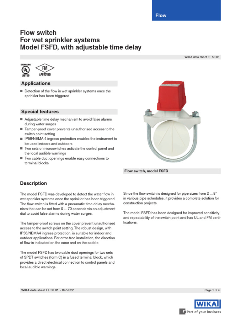 WIKA - FlOW SWITCH | Download Free PDF | Pipe (Fluid Conveyance) | Fire ...