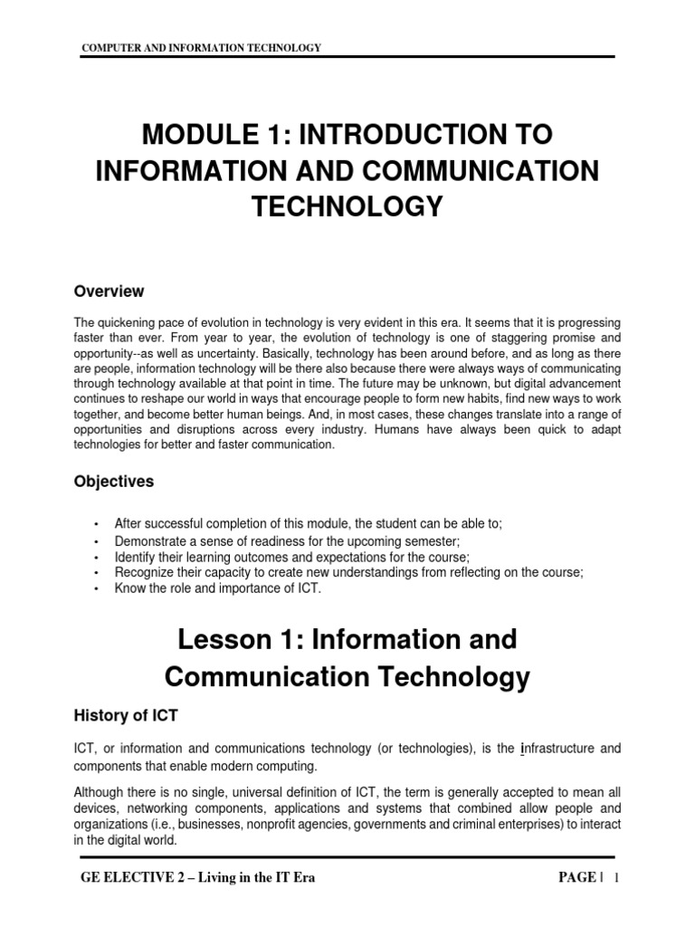 MODULE 1 | Download Free PDF | Educational Technology | Information Technology