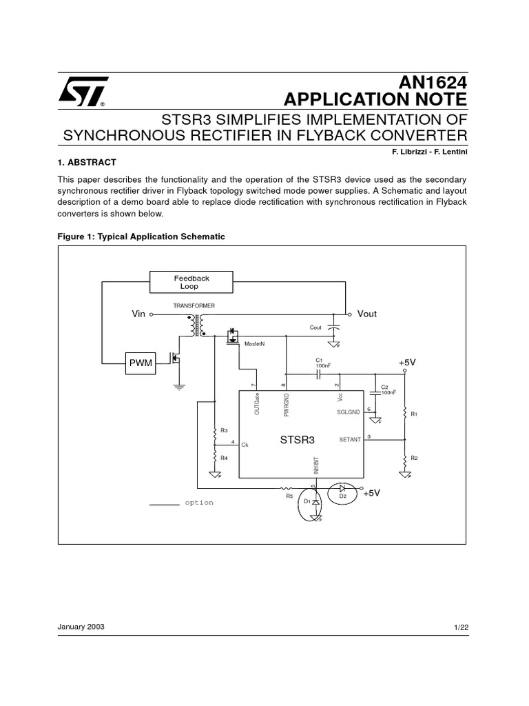 An1624 stsr3 Simplifies Implementation of Synchronous Rectifier in Flyback Converter ...