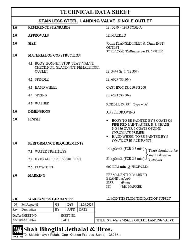 S.S. Hydrant Valve - IS | PDF | Valve | Mechanical Engineering