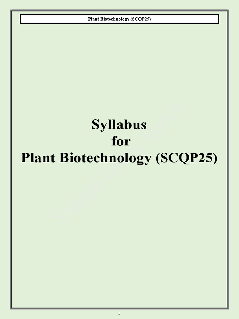Plant Biotechnology scqp25 | PDF