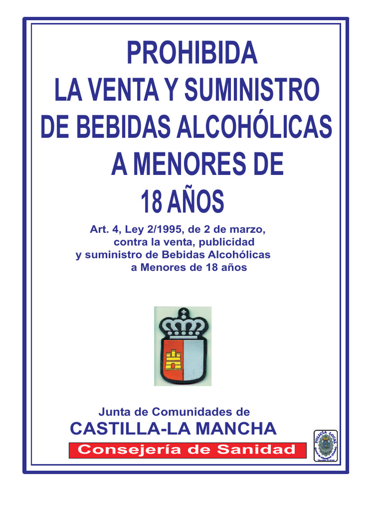 Cartel Prohibido Venta Alcohol A Menores 18 Años | PDF