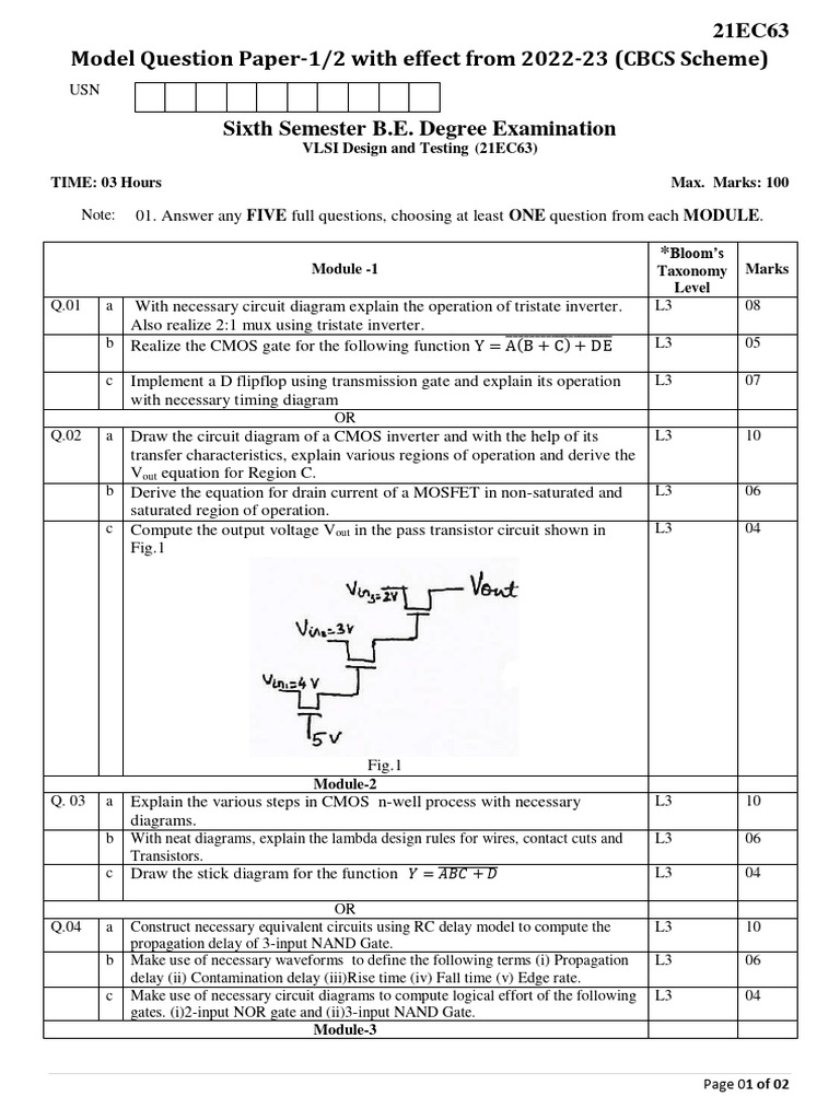 21EC63 Model Question Paper | Download Free PDF | Electronic Circuits ...