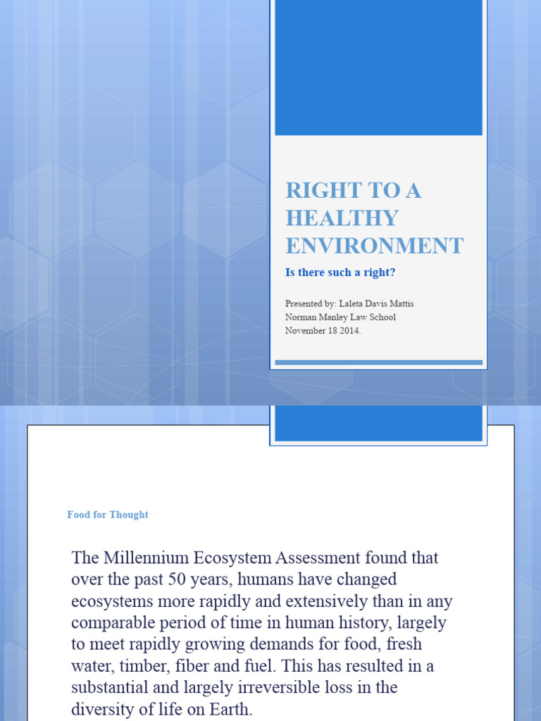 Right to a Healthy Environment Explained | PDF | Ecosystem ...