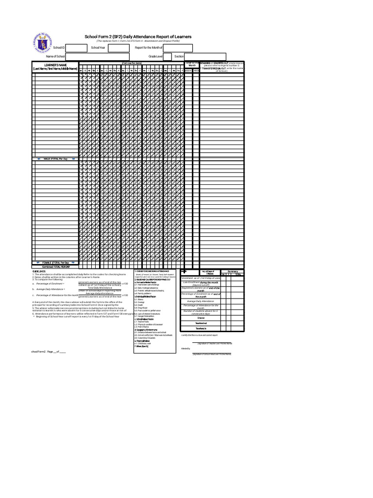 School Form 2 | Download Free PDF | Human Life Stages | Youth